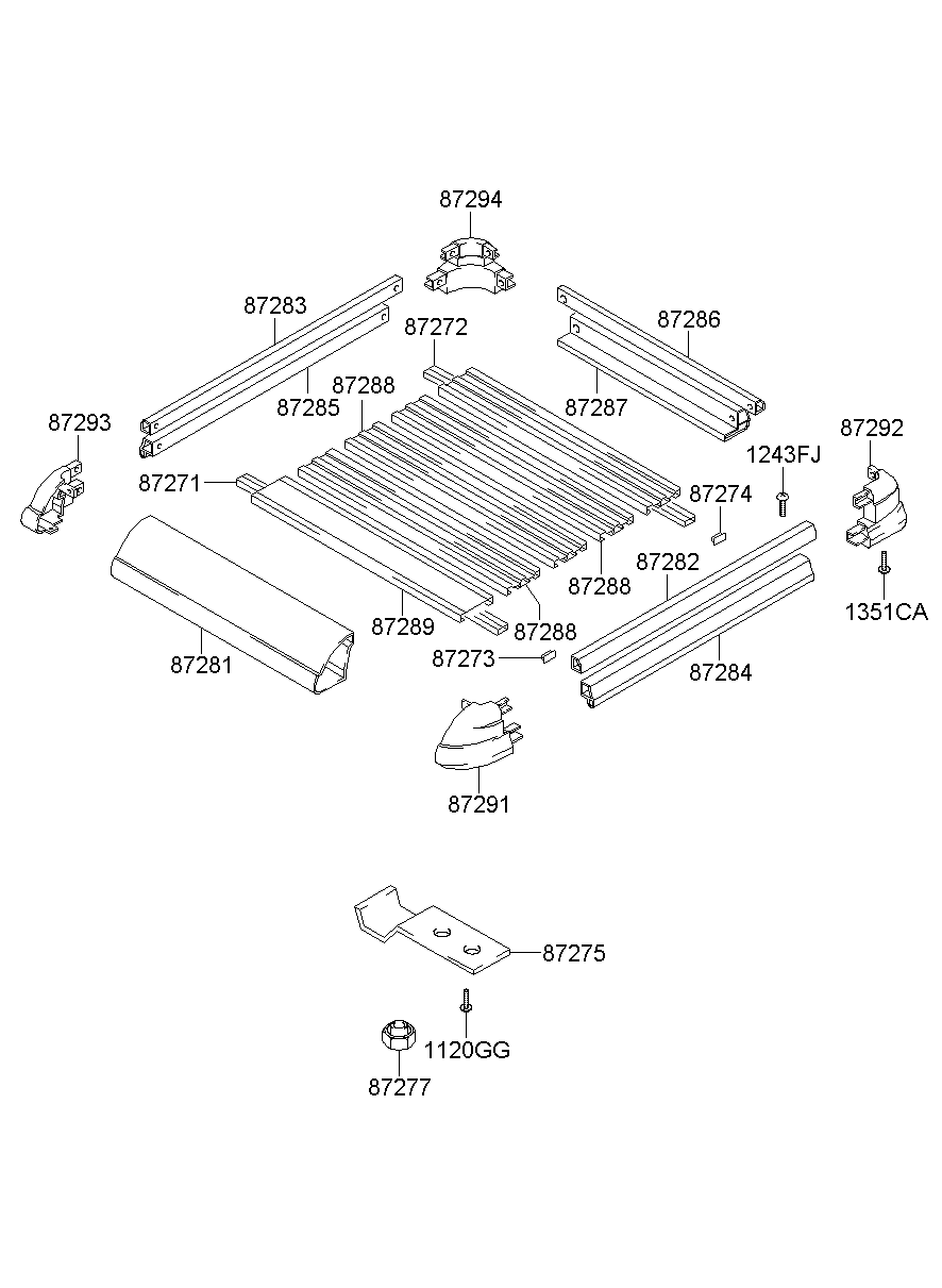 87282-4A300 Bar-Roof Carrier Box Side Upr,Lh Hyundai | YoshiParts