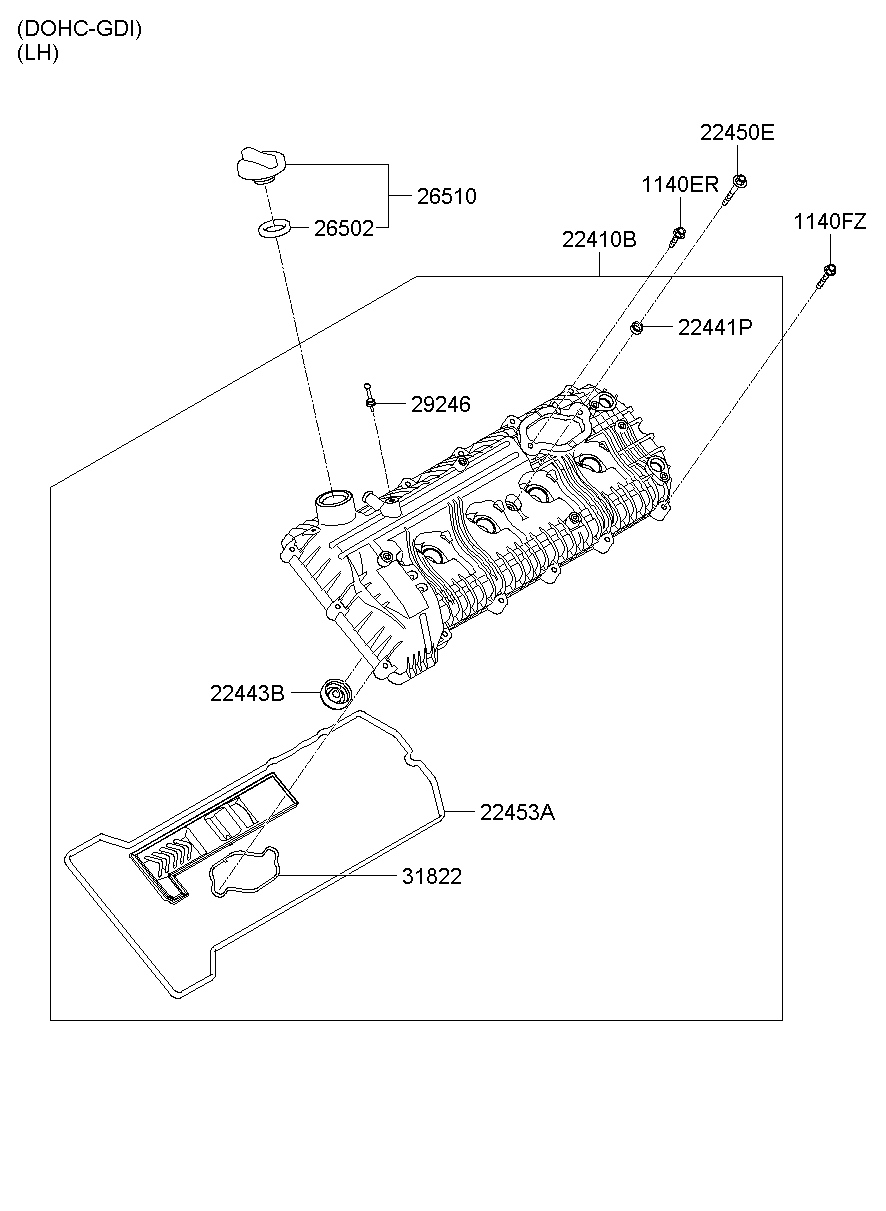 22441-3F360 Gasket-Rocker Cover,Lh Hyundai | YoshiParts