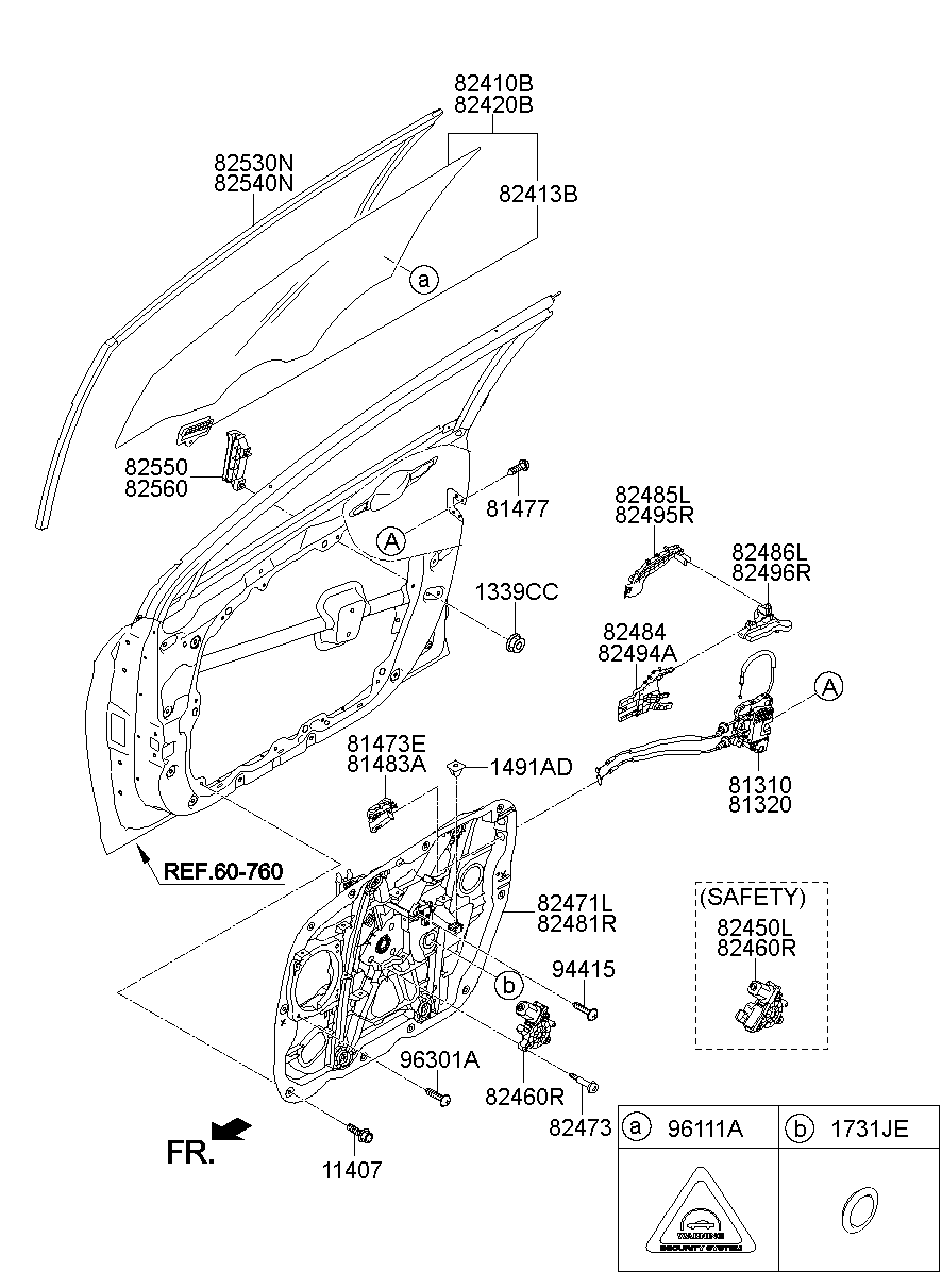 82530-C1000 Run Assy-Fr Dr Wdo Glass Lh Hyundai | YoshiParts