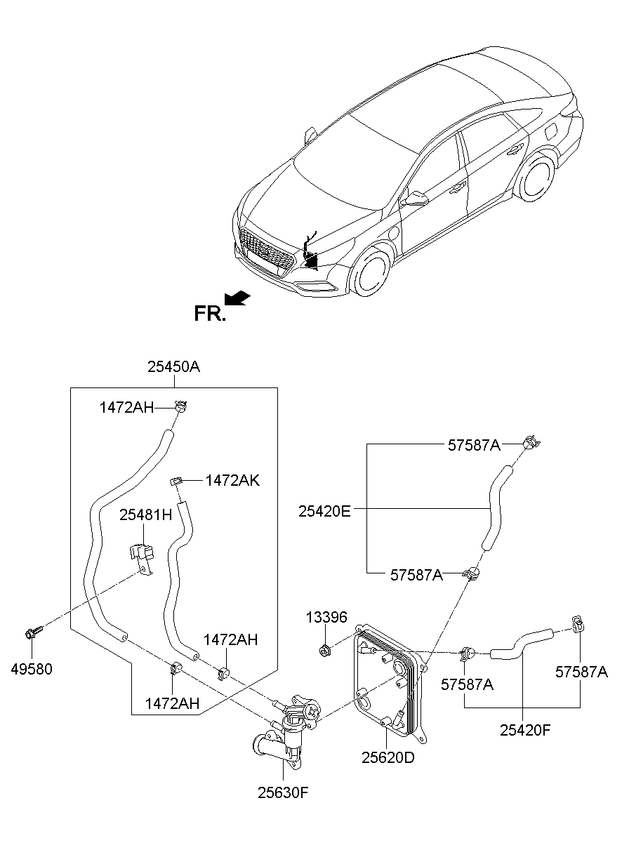 25420-E6000 Hose Assy-Oil Cooling Hyundai | YoshiParts