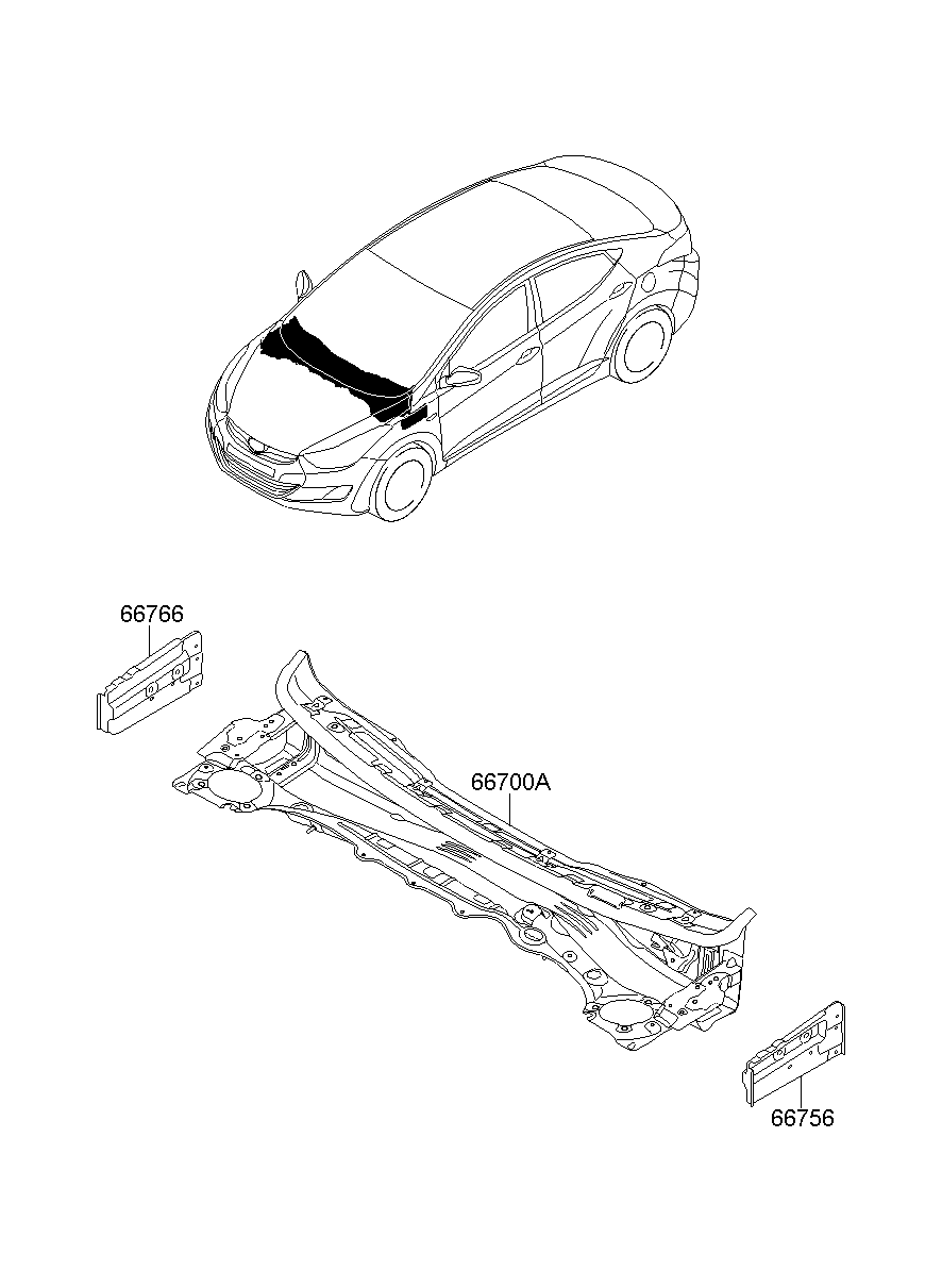66756-3X000 Panel-Cowl Side Outer Upper,Lh Hyundai | YoshiParts