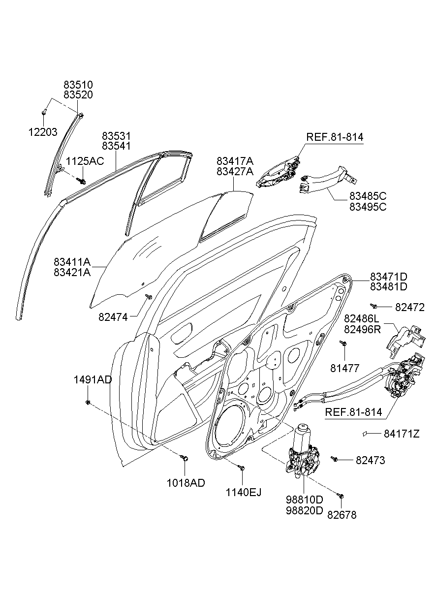 83411-3K000 Glass-Rear Door Window,Lh Hyundai | YoshiParts
