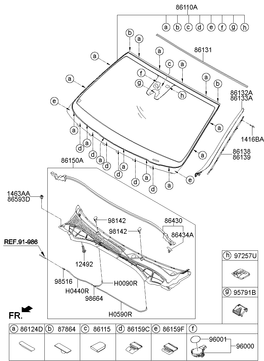 86130-G8000 Moulding-Windshield,Upr Hyundai | YoshiParts
