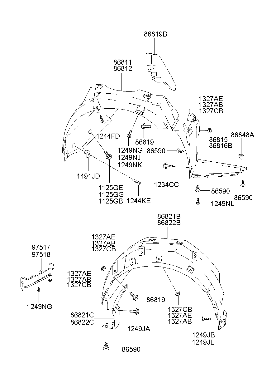 86816-3B500 Piece-Front Wheel Guard,Rh Hyundai | YoshiParts