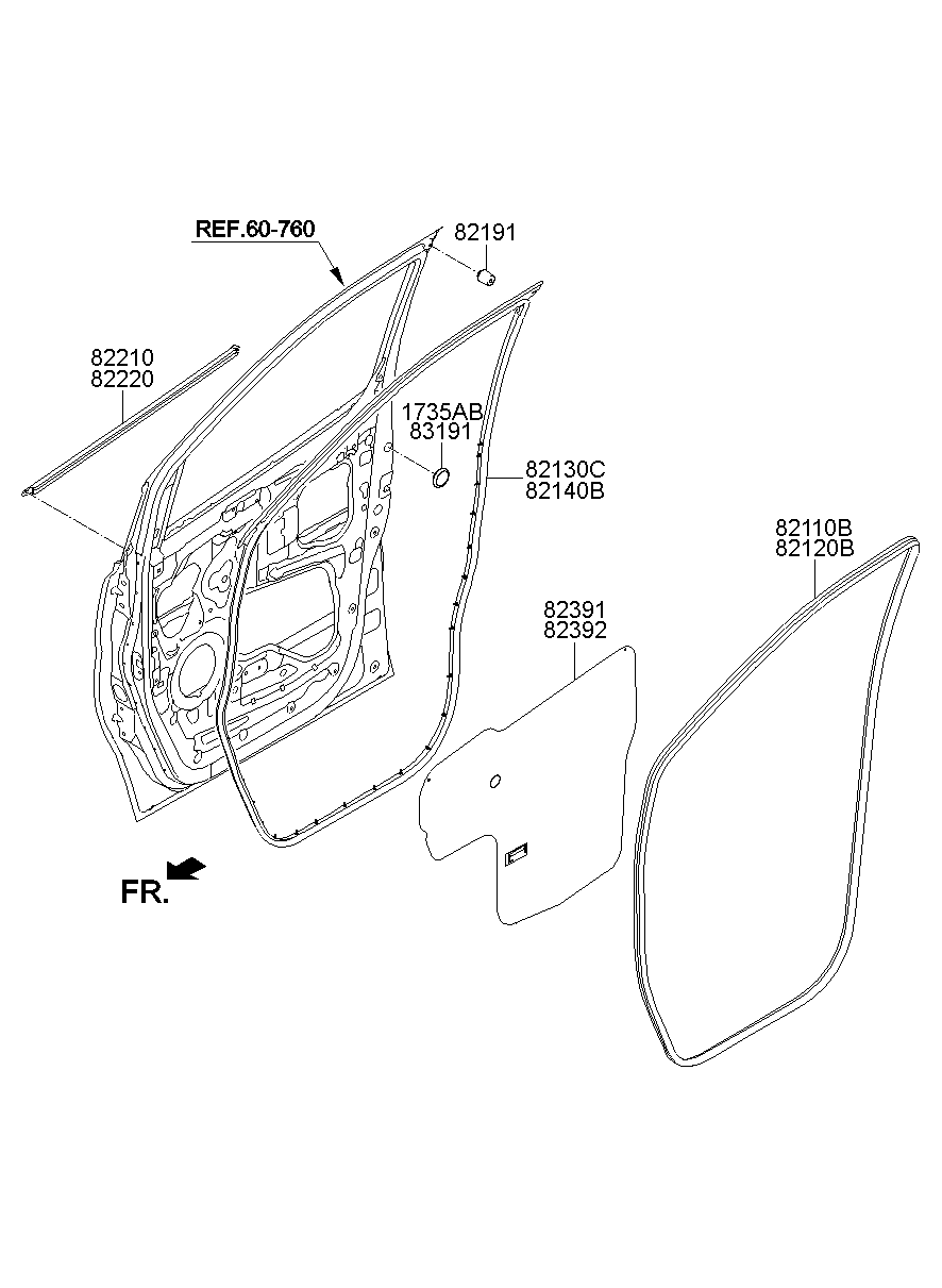 82210-4H000 W/Strip Assy-Fr Dr Belt O/S Lh Hyundai | YoshiParts