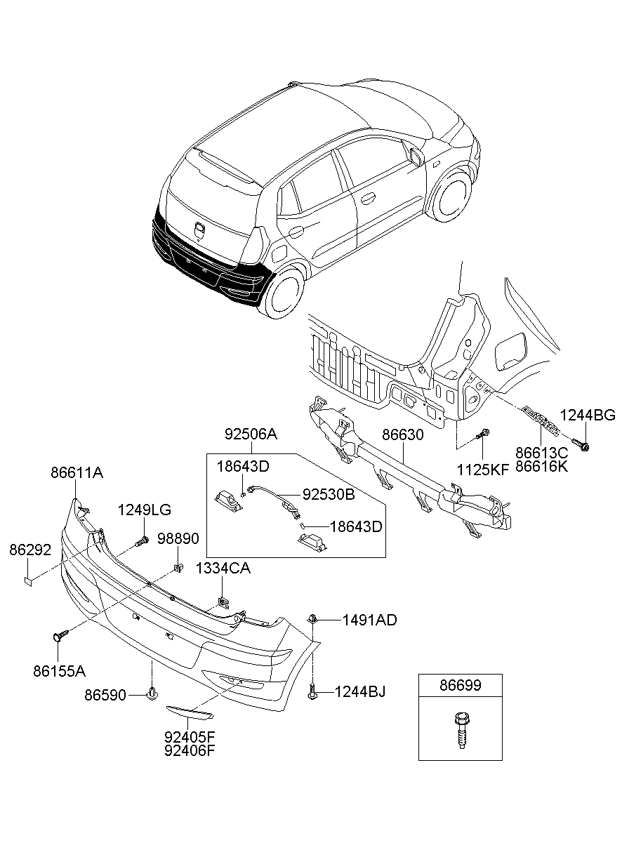 86618-0X200 Bracket-Rr Bumper Side Mtg,Lh Hyundai | YoshiParts