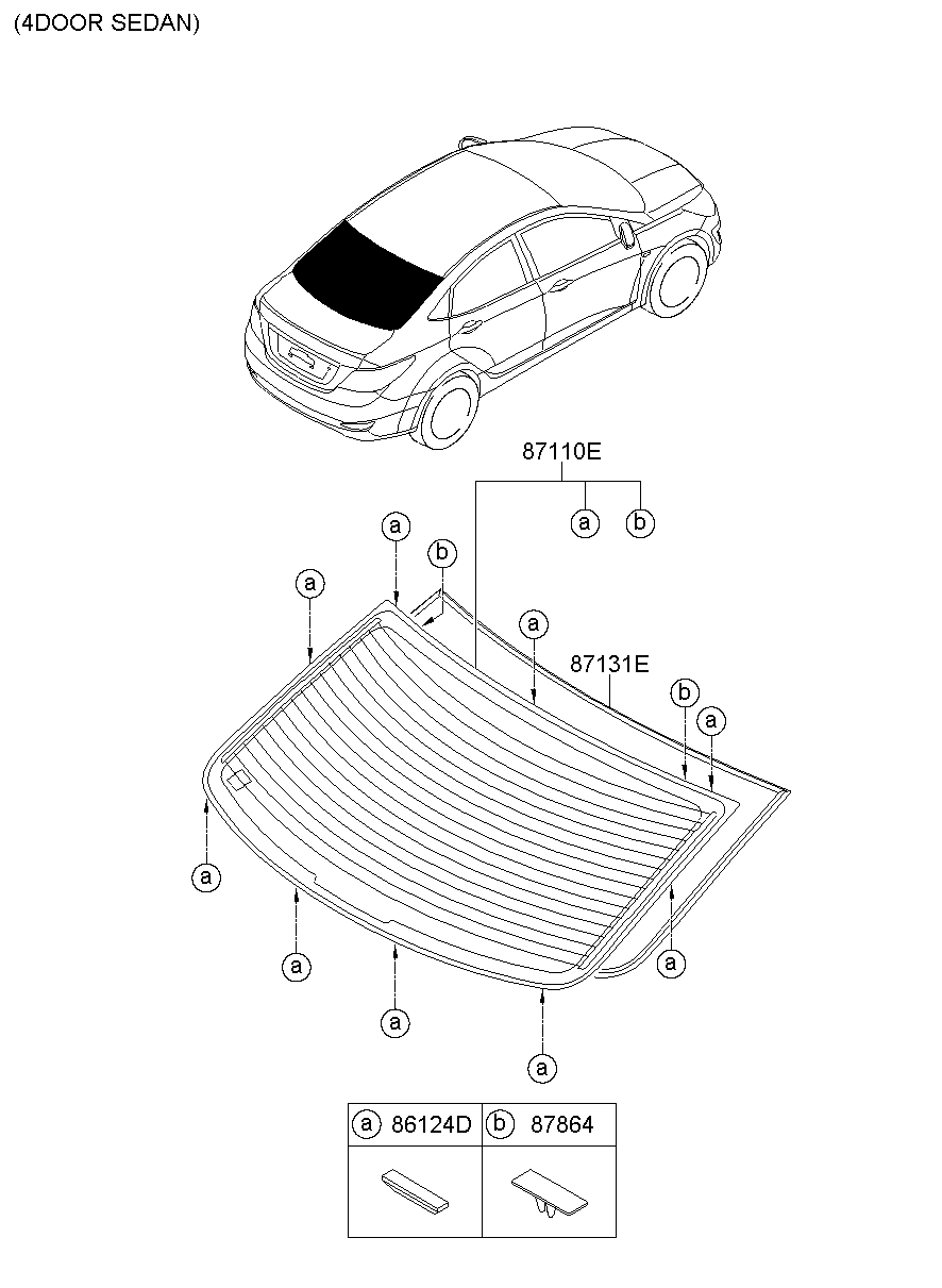 87131-1R000 Moulding-Rear Window Glass Hyundai | YoshiParts