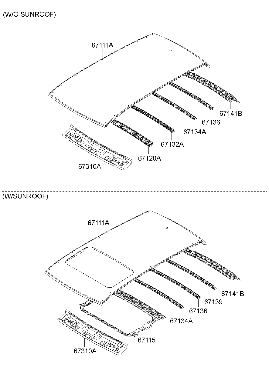 67122-2B000 Rail-Roof Ctr No.2 Hyundai | YoshiParts