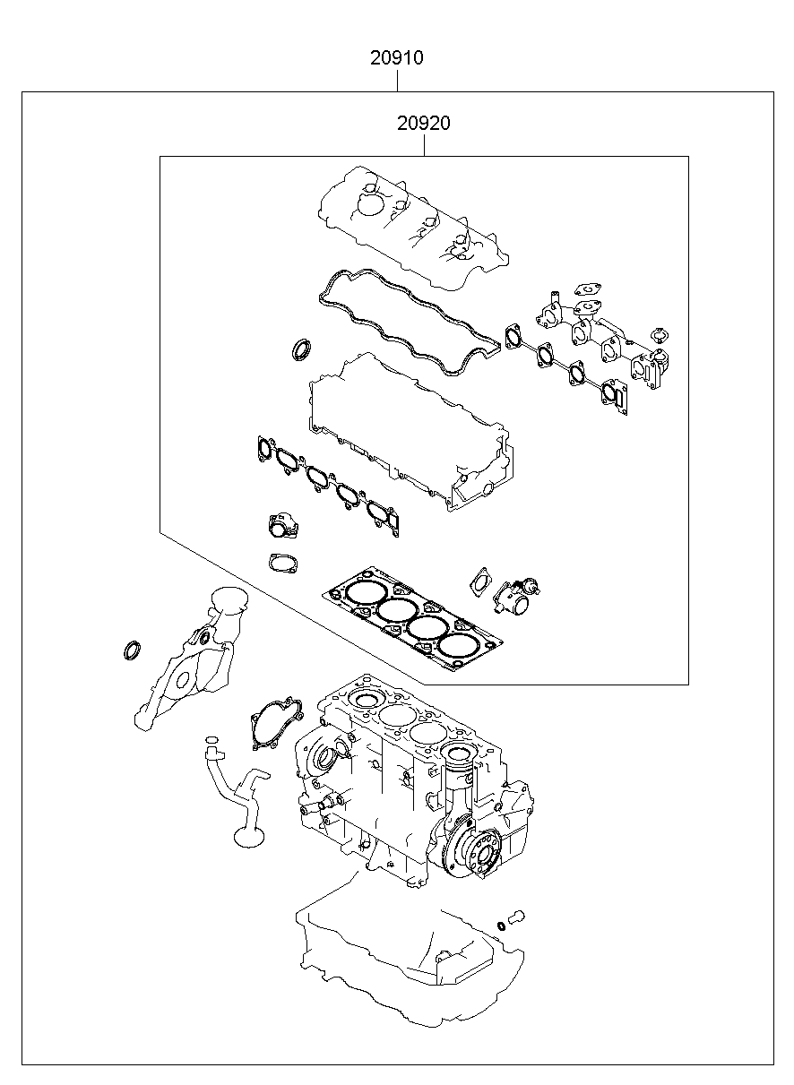 20910-27F40 Gasket Kit-Engine Overhaul Hyundai | YoshiParts