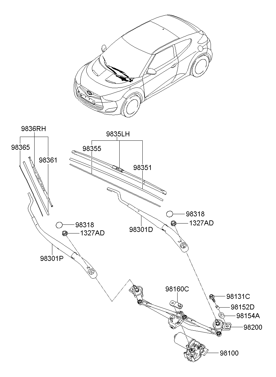 98160-2V000 Crank Arm-W/Shld Wiper Motor Hyundai | YoshiParts