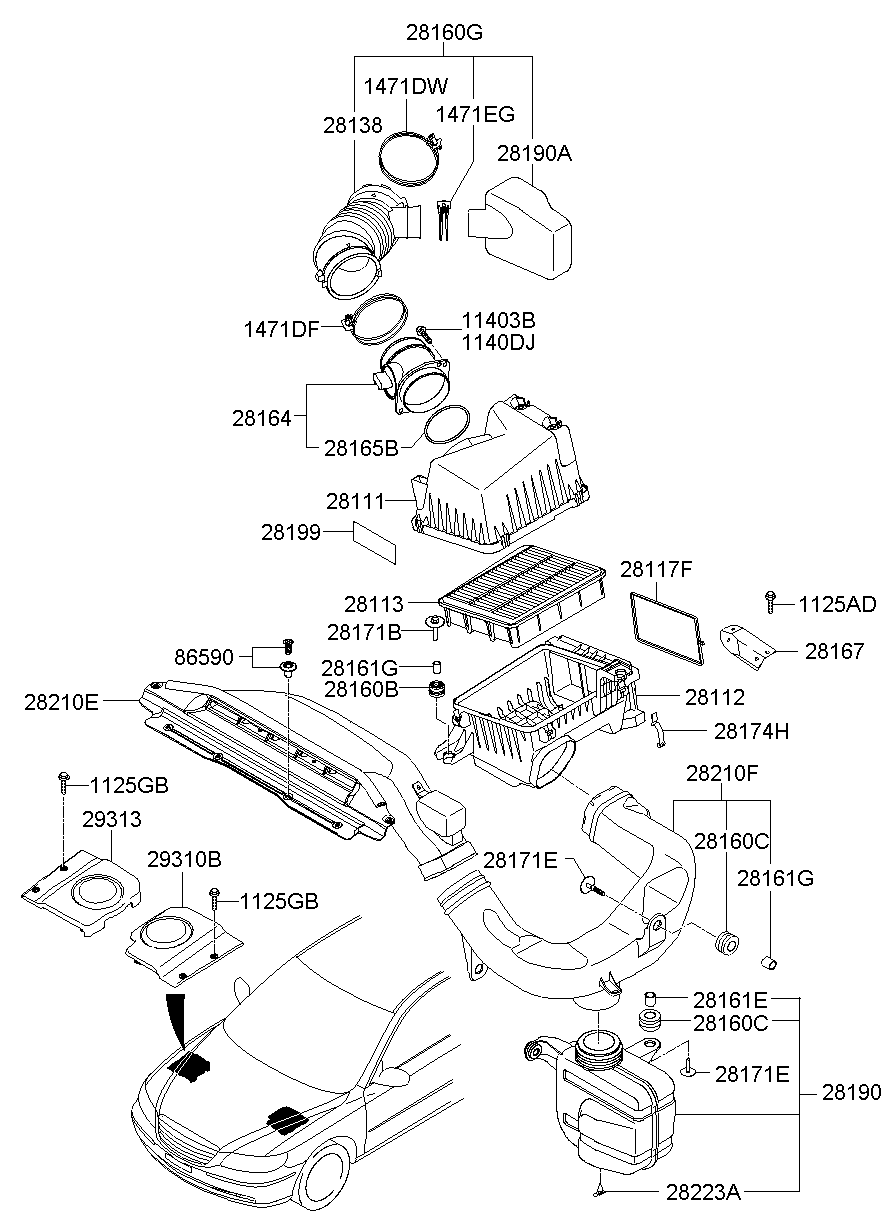 28138-3L000 Hose-Air Intake Hyundai | YoshiParts