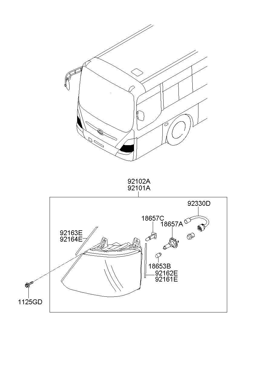 92101-8K101 Lamp Assy-Head,Lh Hyundai | YoshiParts