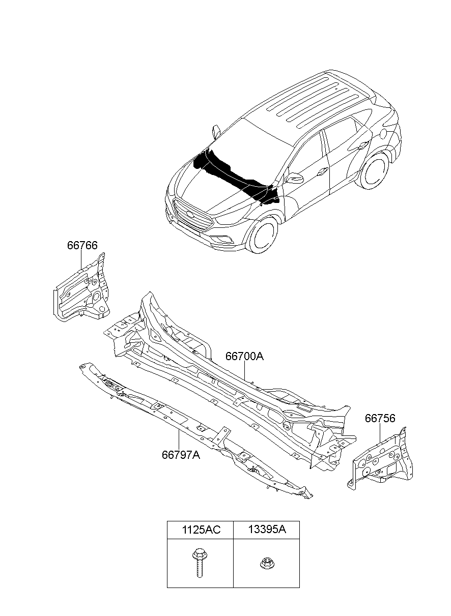 66718-4W000 Panel-Cowl Side Outer Upper,Lh Hyundai | YoshiParts