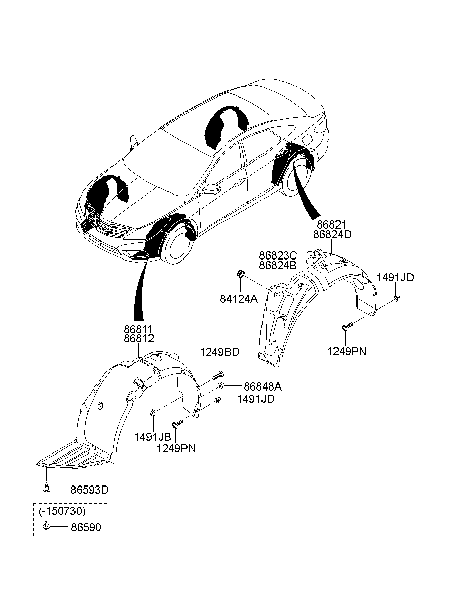 86811-3V500 Guard Assy-Front Wheel,Lh Hyundai | YoshiParts