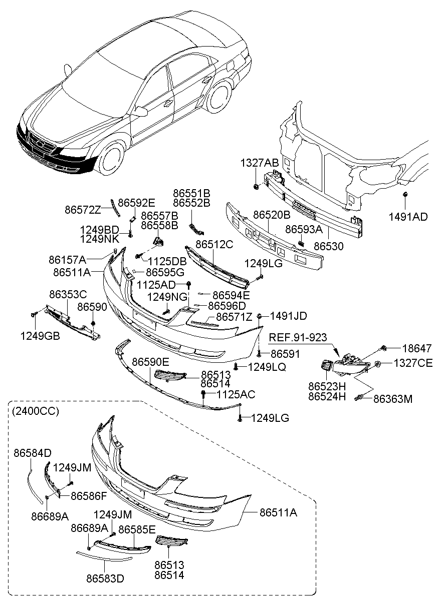 86530-3K000 Rail Assy-Fr Bumper Hyundai | YoshiParts