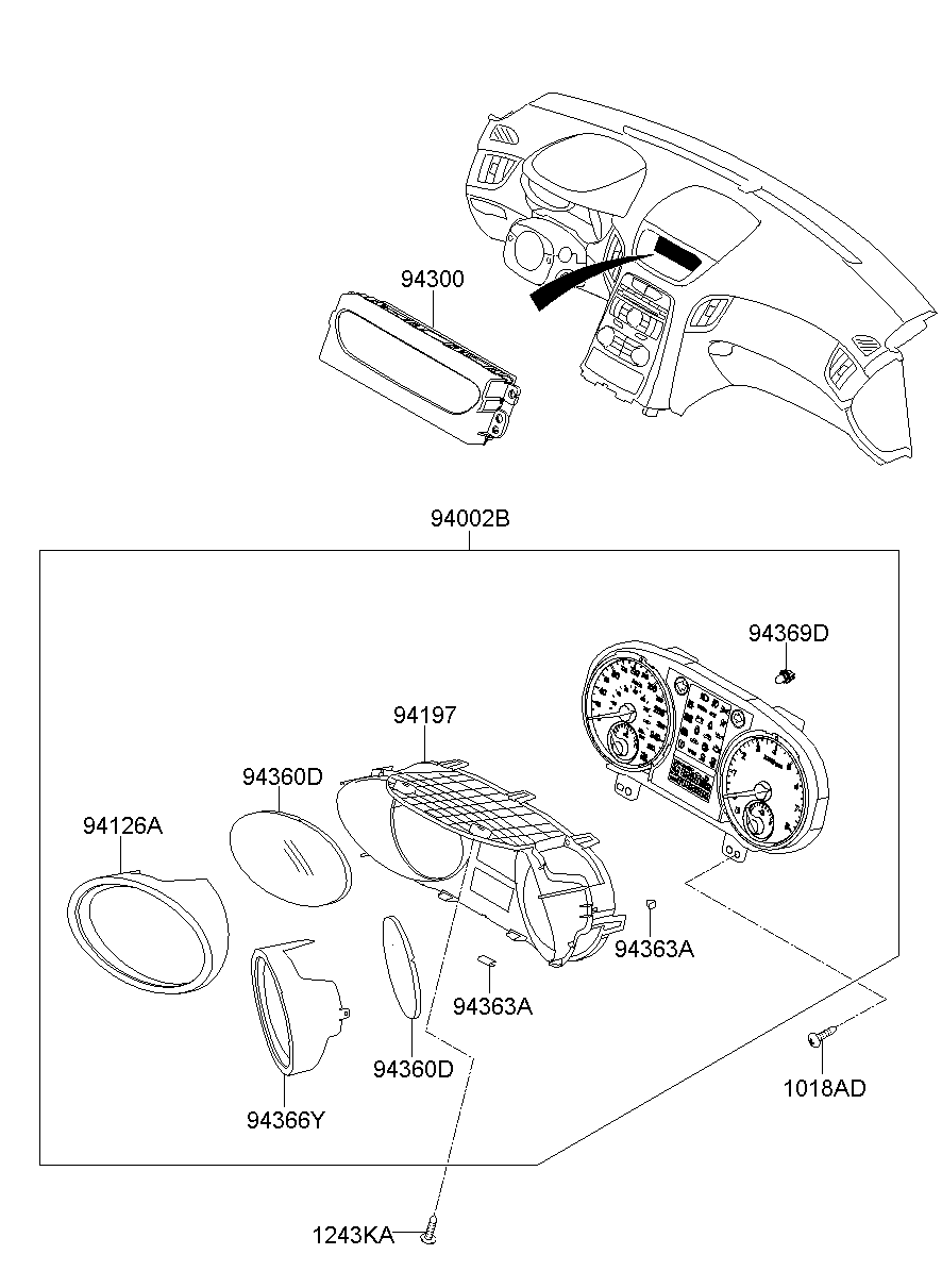 94003-2M000 Cluster Assy-Instrument(Kph) Hyundai | YoshiParts