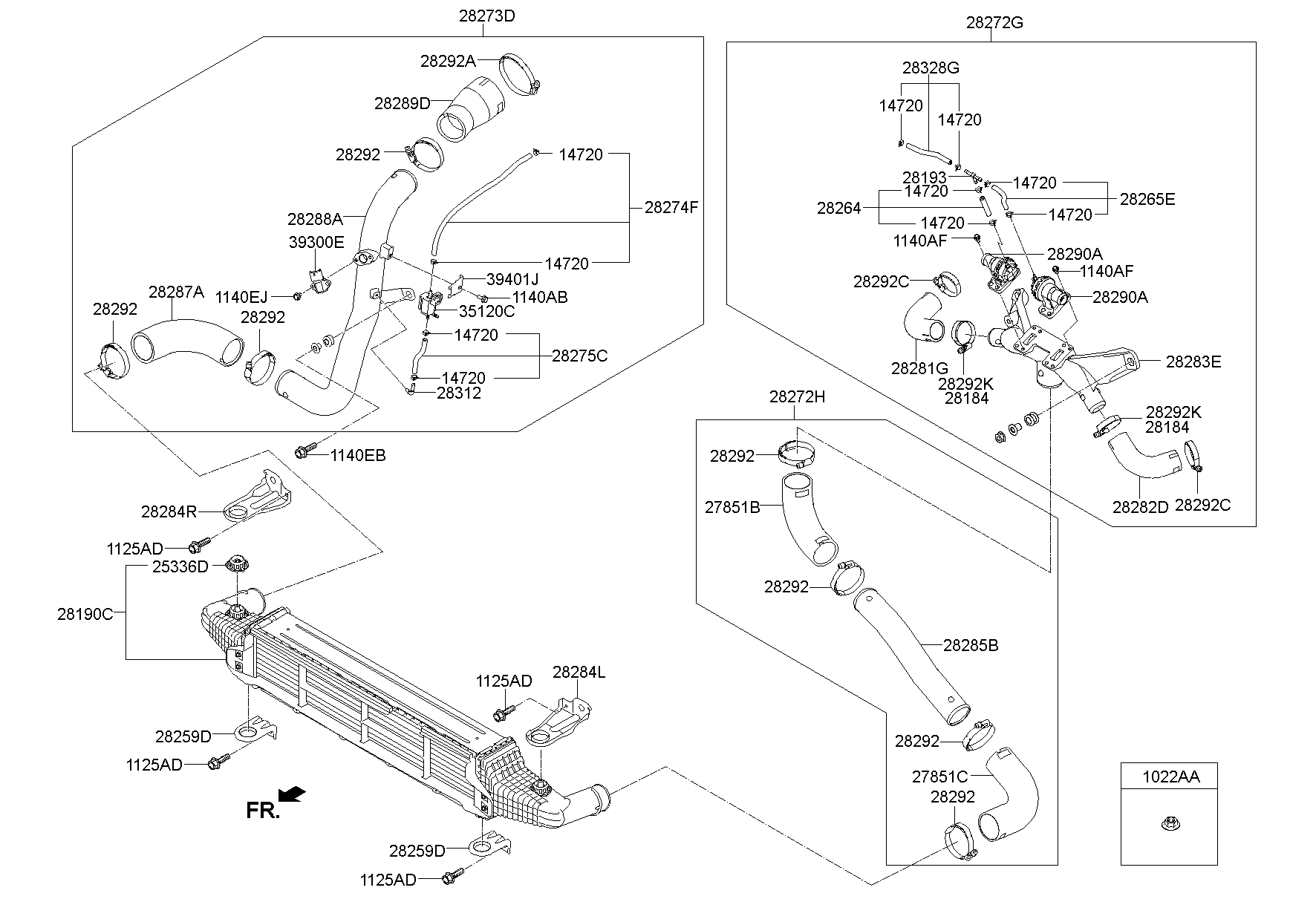 28272-3L110 Hose&Pipe Assy-I/C Inlet Hyundai | YoshiParts