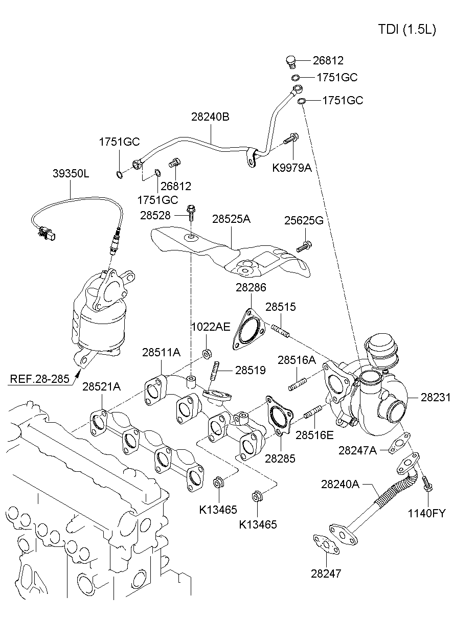 28521-2A100 Gasket-Exhaust Manifold Hyundai | YoshiParts