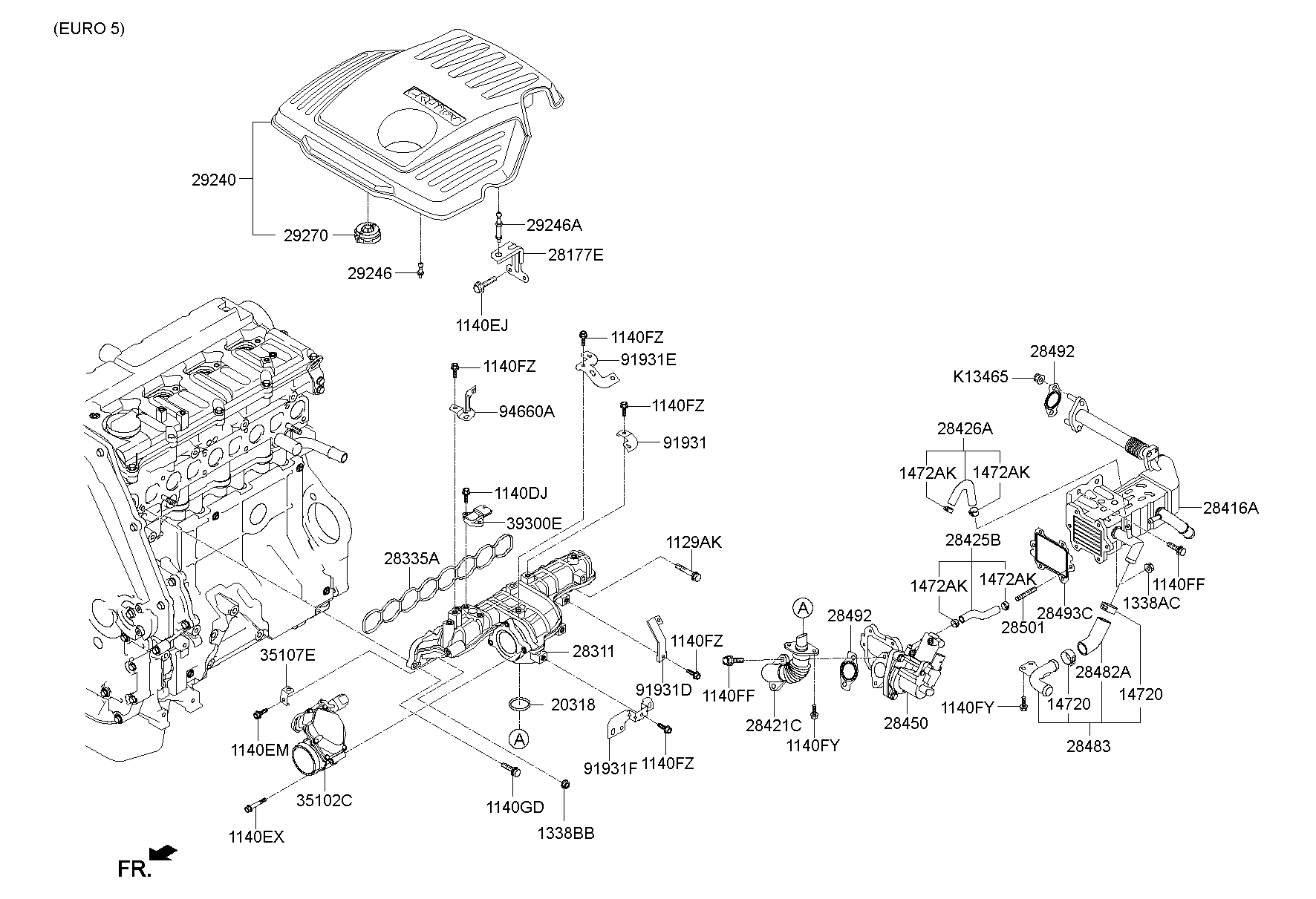 28485-4A700 Pipe-Egr Cooler Hyundai | YoshiParts