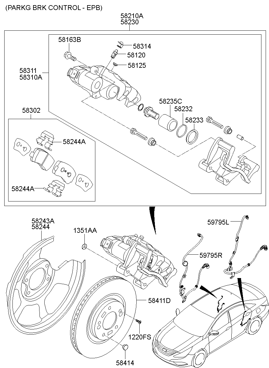 58310-3RA70 Caliper Kit-Rr Brake,Lh Hyundai | YoshiParts