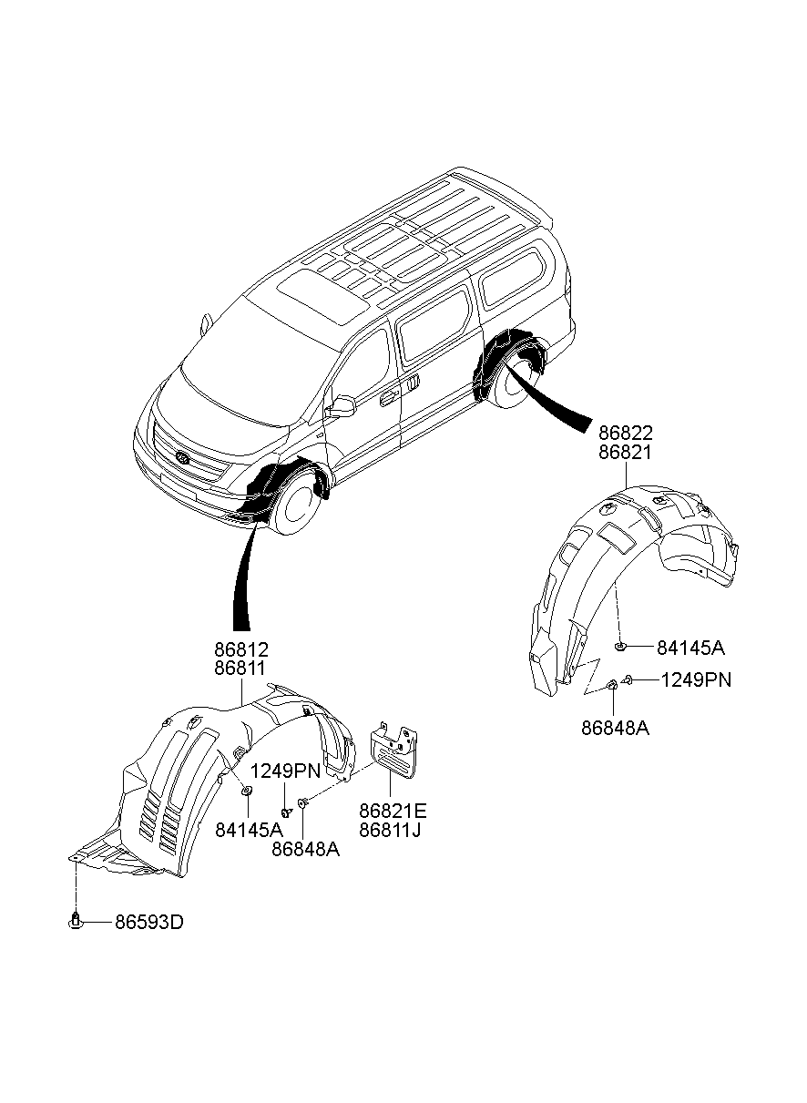 86820-4H000 Guard Assy-Front Wheel,Rh Hyundai | YoshiParts