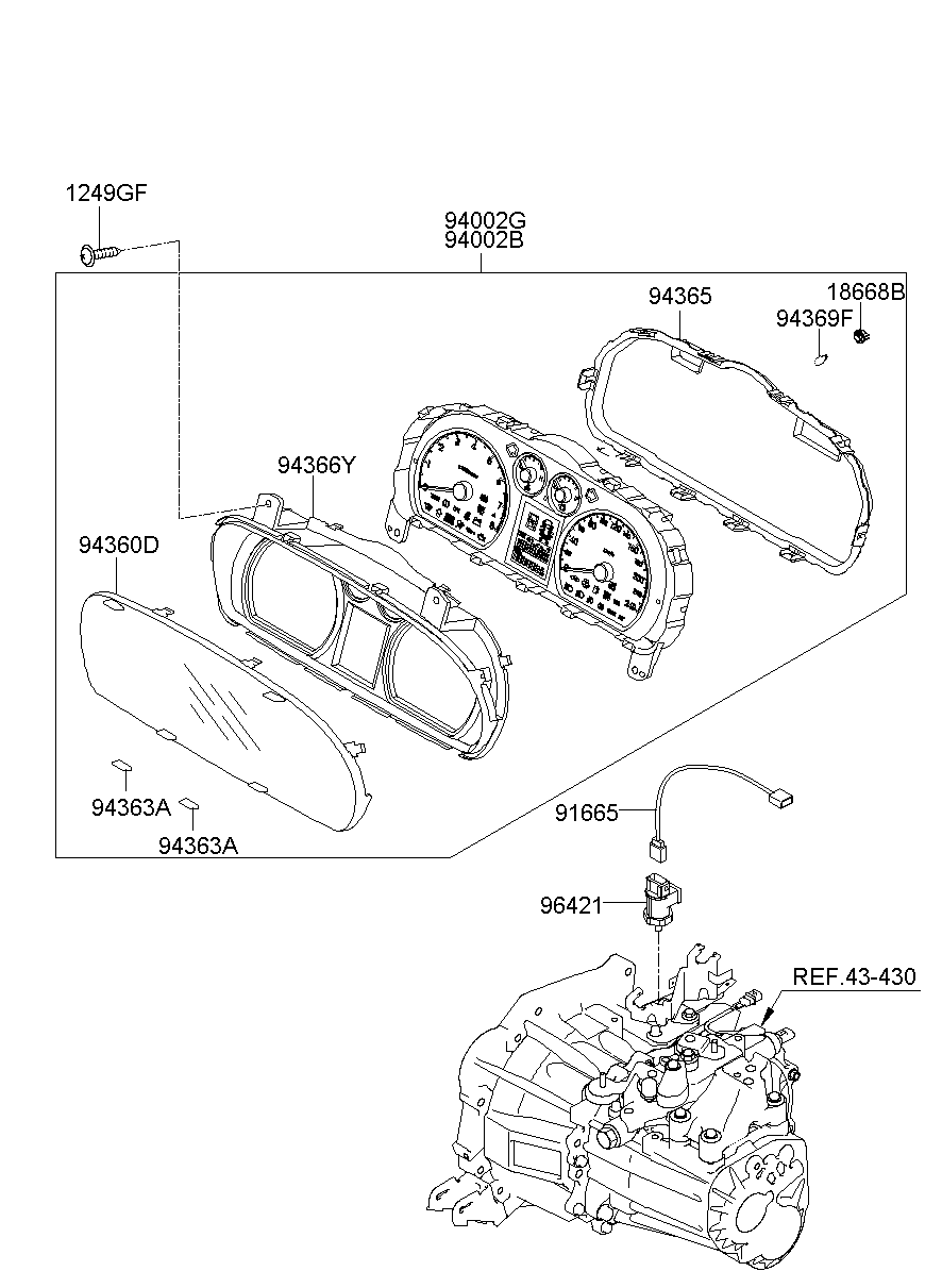 94023-2L050 Cluster Assy-Instrument(Kph) Hyundai | YoshiParts