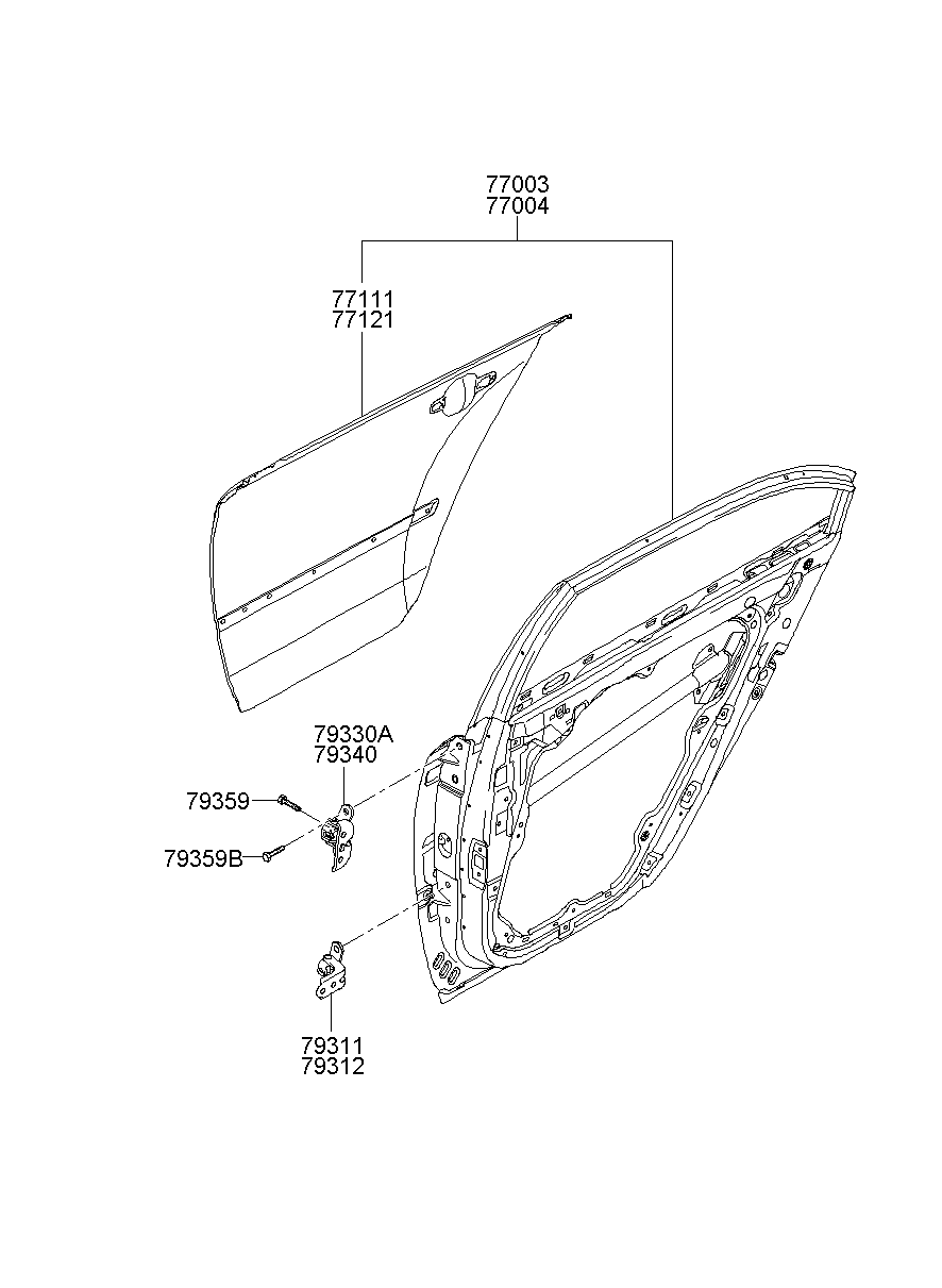 79410-3K000 Hinge Assy-Rear Door Upper,Lh Hyundai | YoshiParts