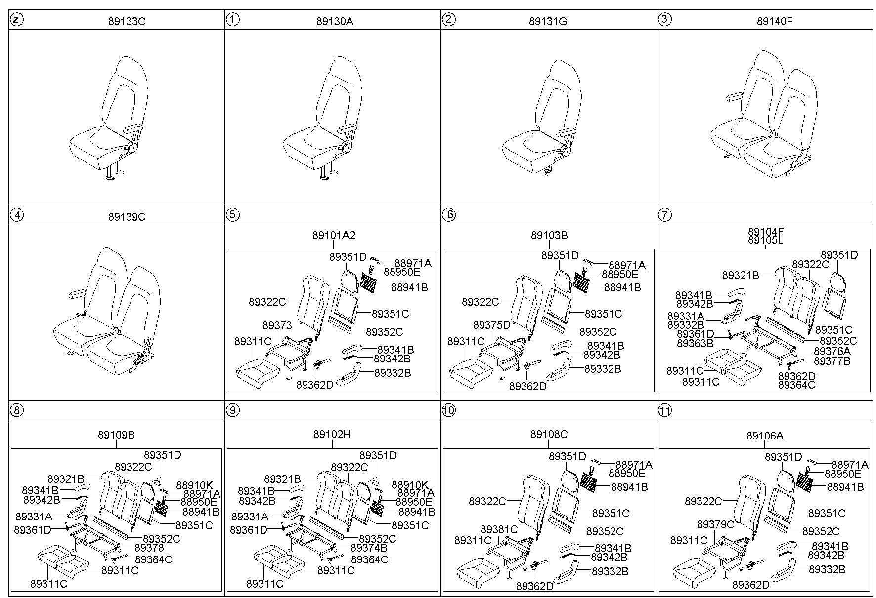 89130-5A103THA Seat Assy-1 Passenger Hyundai | YoshiParts