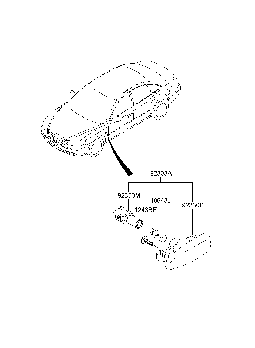 92303-3L100 Lamp Assy-Side Repeater Hyundai | YoshiParts