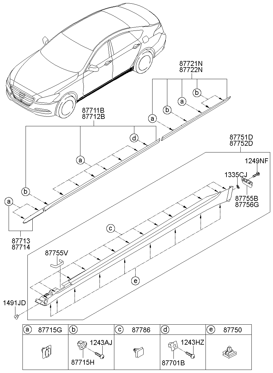 87715-3V000 Clip-Waist Line Moulding Mtg Hyundai | YoshiParts