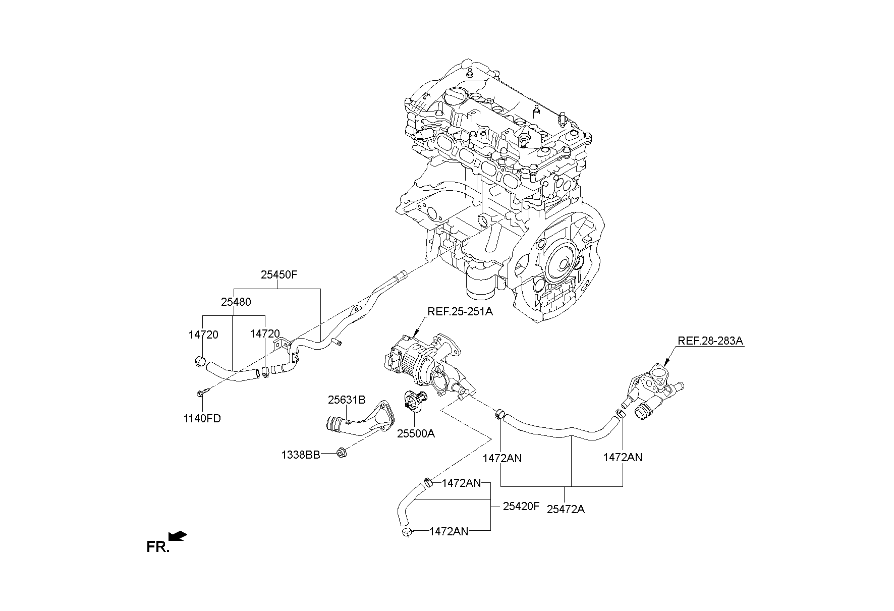 25472-2E271 Hose-Coolant By Pass Hyundai | YoshiParts