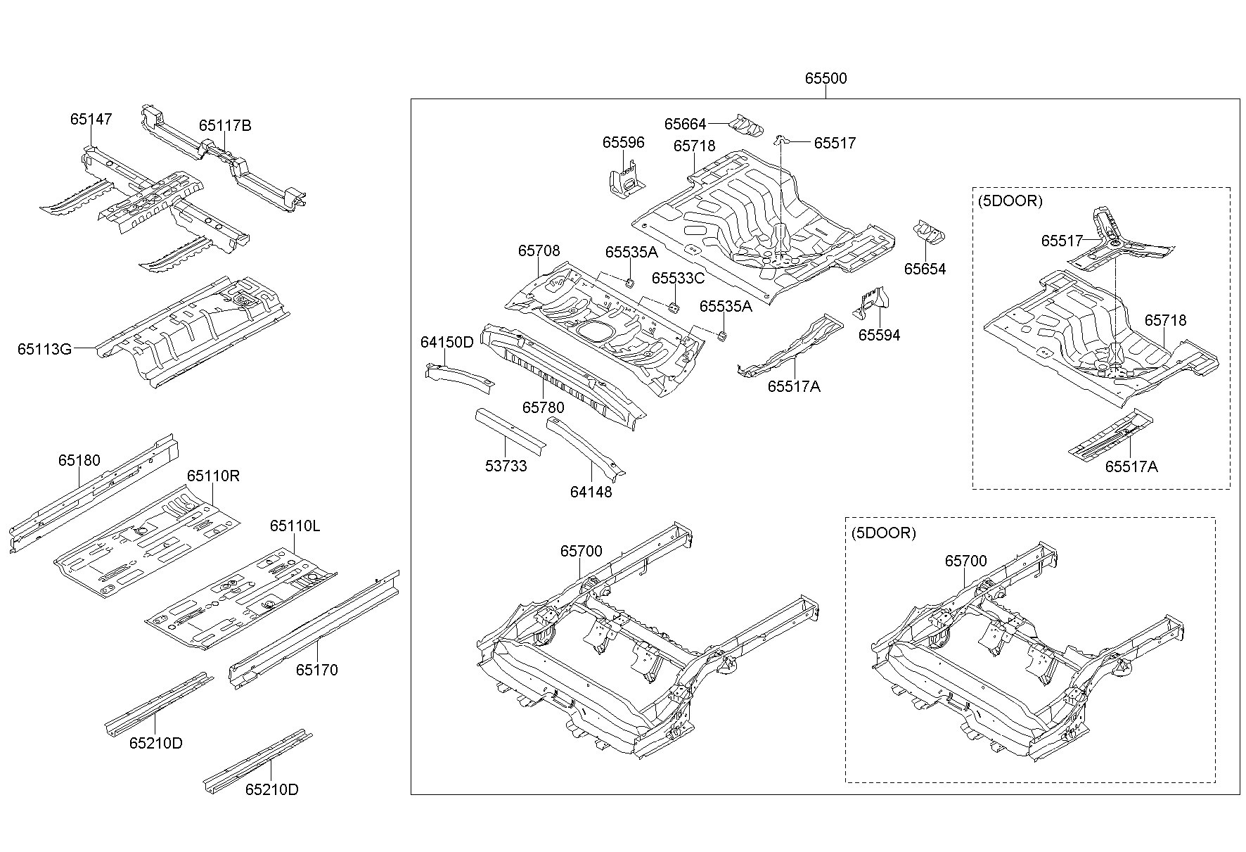 65596-1R000 Reinf-Rr Floor Wheel House,Rh Hyundai | YoshiParts