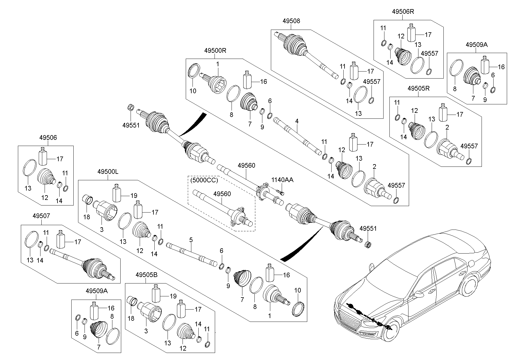 49542-D2101 Boot Kit-Fr Axle Diff Side,Rh Hyundai | YoshiParts