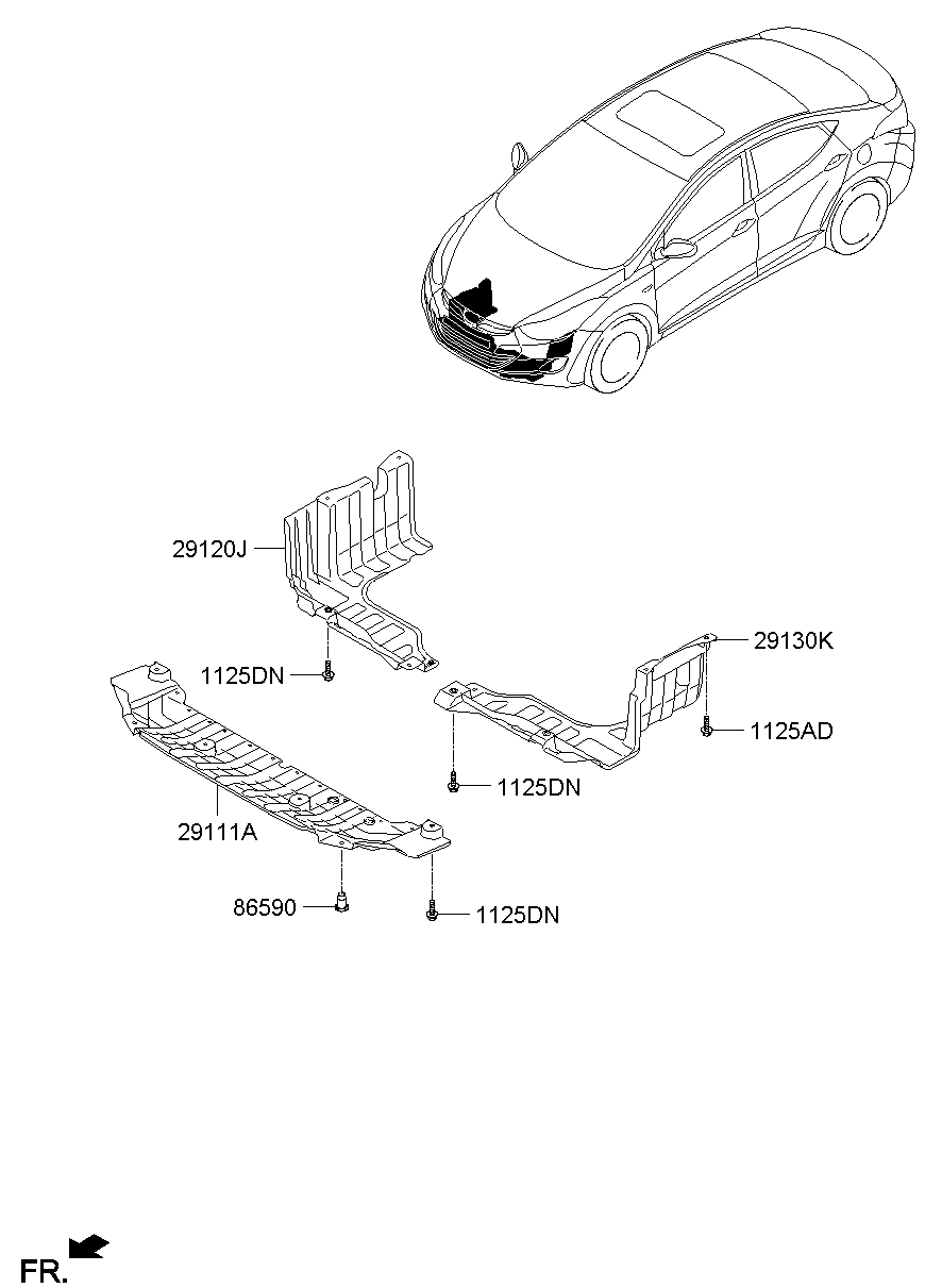 29110-3X100 Panel-Under Cover Front Hyundai | YoshiParts