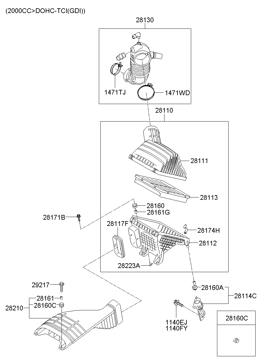 28111-3R100 Cover-Air Cleaner Hyundai | YoshiParts