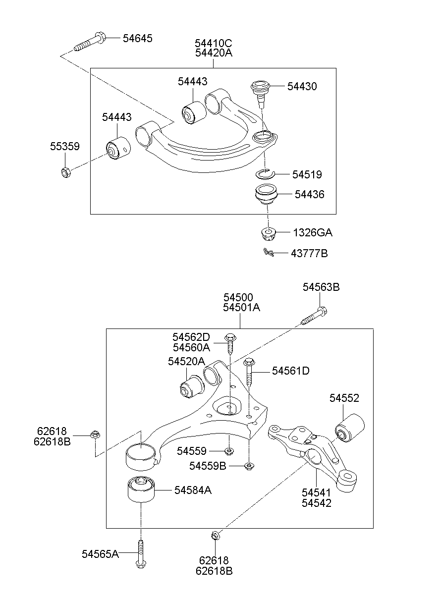 54500-3K000 Arm Complete-Fr Lwr,Lh Hyundai | YoshiParts