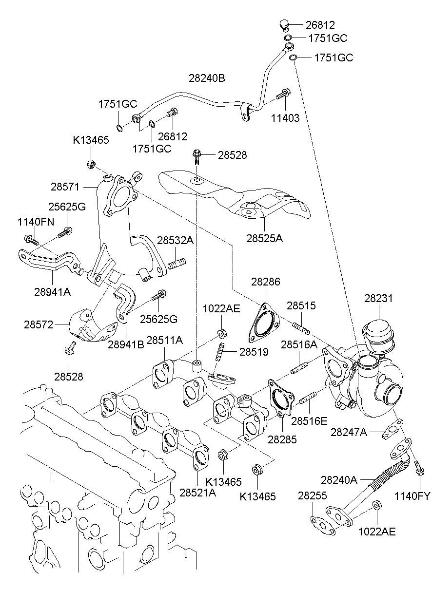 28521-2A100 Gasket-Exhaust Manifold Hyundai | YoshiParts