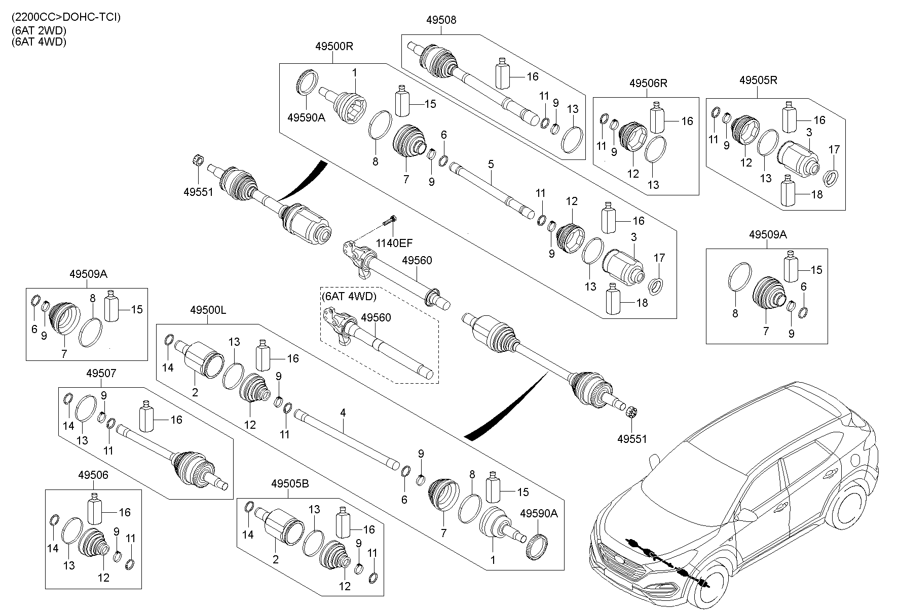 49500-D3170 Shaft Assy-Drive,Lh Hyundai | YoshiParts