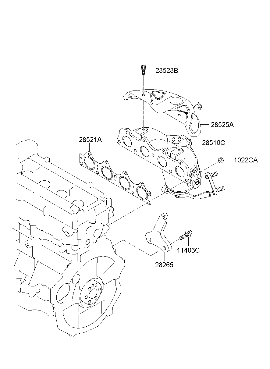 28521-2B400 Gasket-Exhaust Manifold Hyundai | YoshiParts