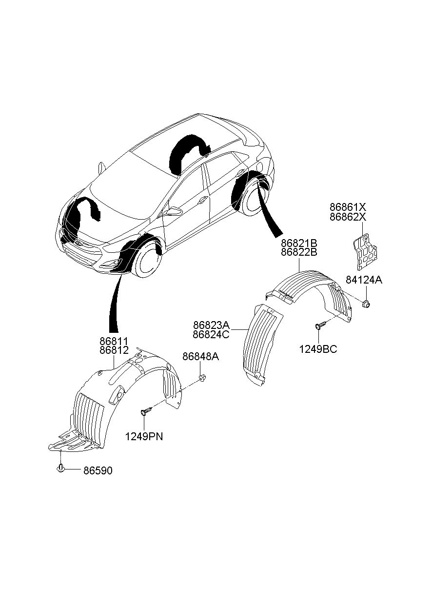 86811-A5000 Guard Assy-Front Wheel,Lh Hyundai | YoshiParts