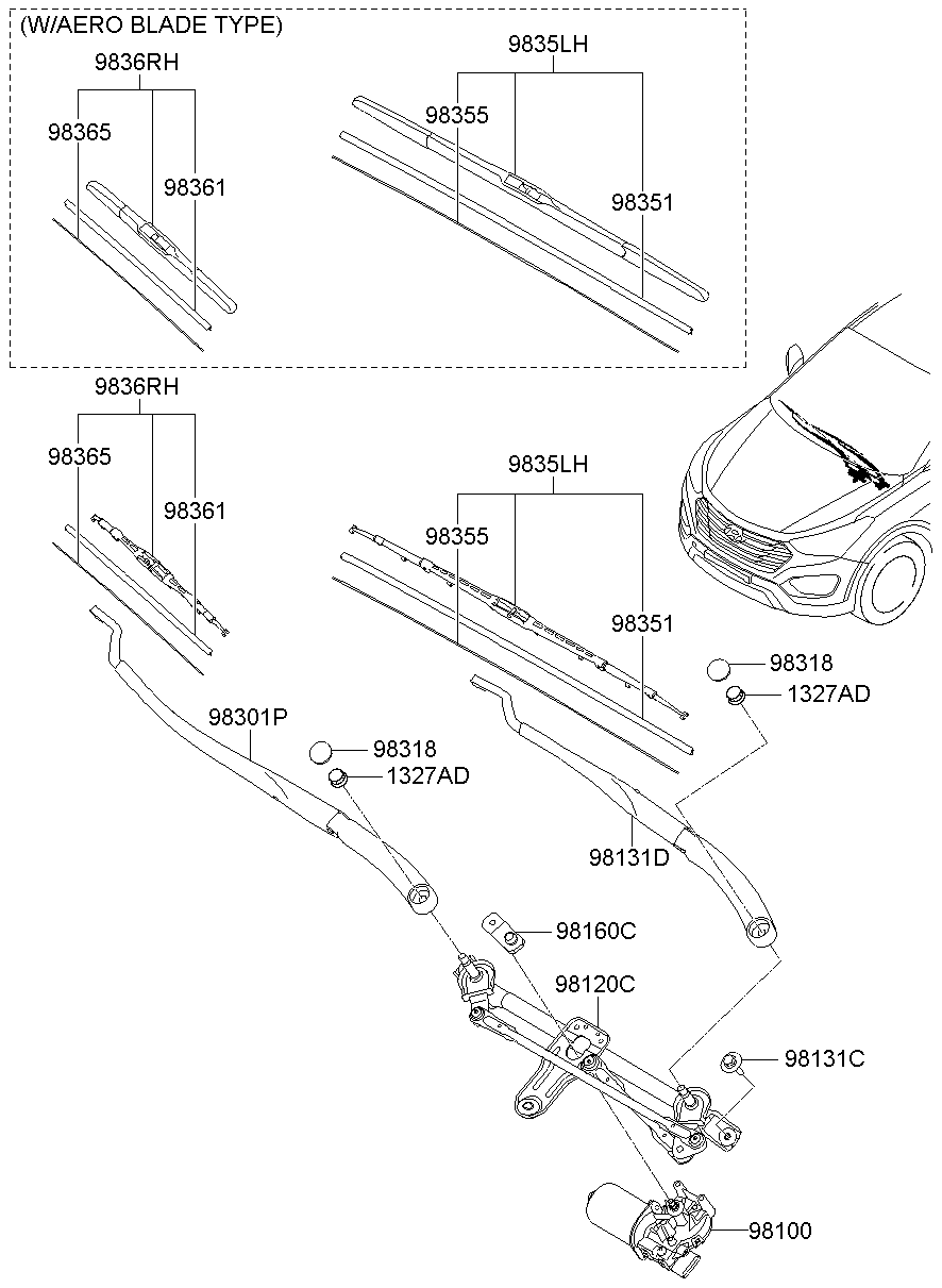 98160-2W000 Crank Arm-W/Shld Wiper Motor Hyundai | YoshiParts