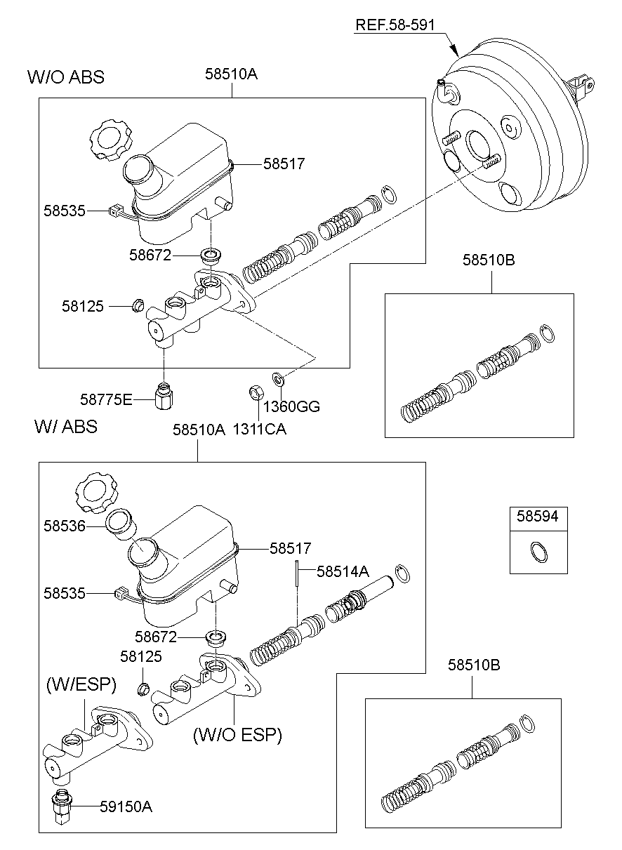 58510-2E100 Cylinder Assy-Brake Master Hyundai | YoshiParts