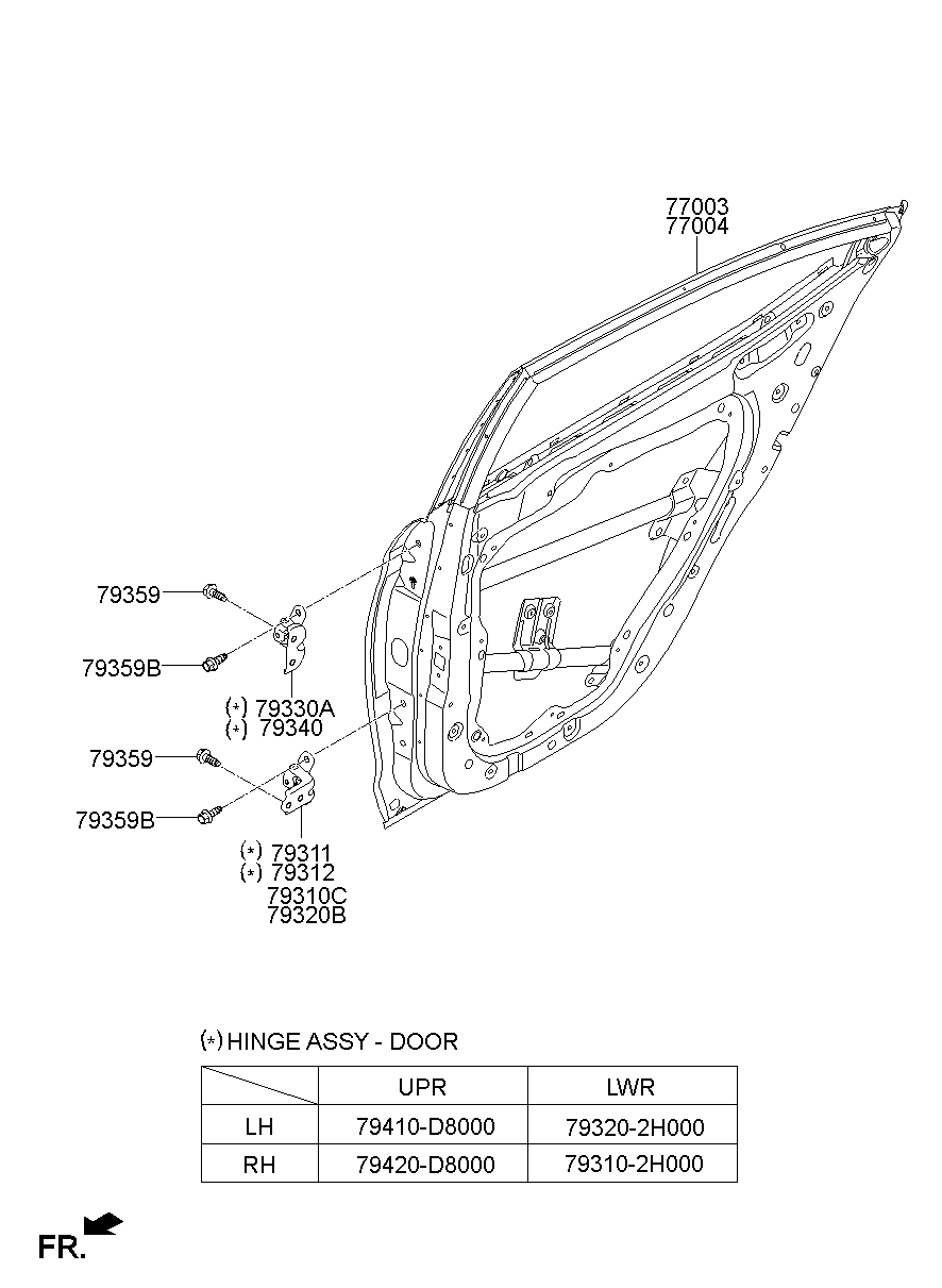 79420-D8000 Hinge Assy-Rear Door Upper,Rh Hyundai | YoshiParts