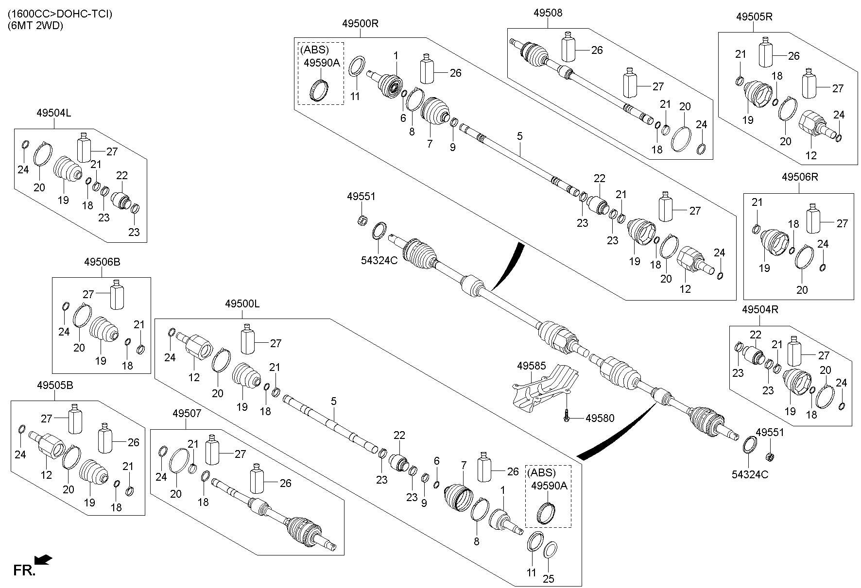 49500-1R100 Shaft Assy-Drive,Lh Hyundai | YoshiParts