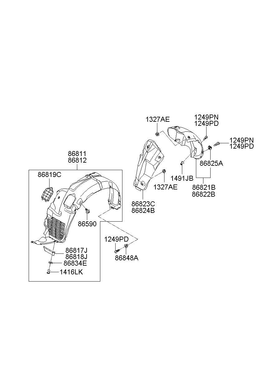 86811-3L000 Guard Assy-Front Wheel,Lh Hyundai | YoshiParts