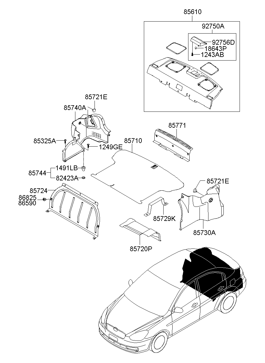 85747-1G000 Hanger Assy-Luggage Net Hyundai | YoshiParts