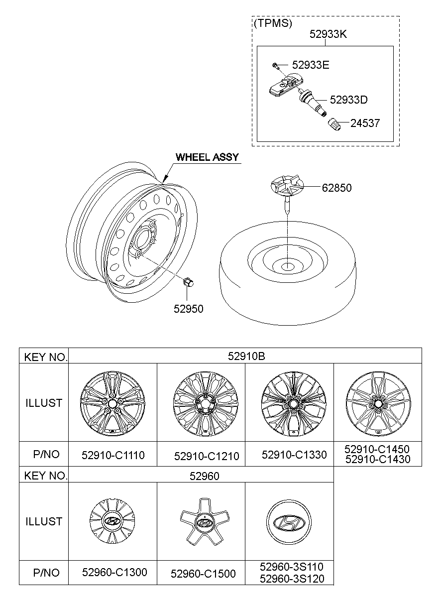 52960-D3100 Cap Assy-Wheel Hub Hyundai | YoshiParts