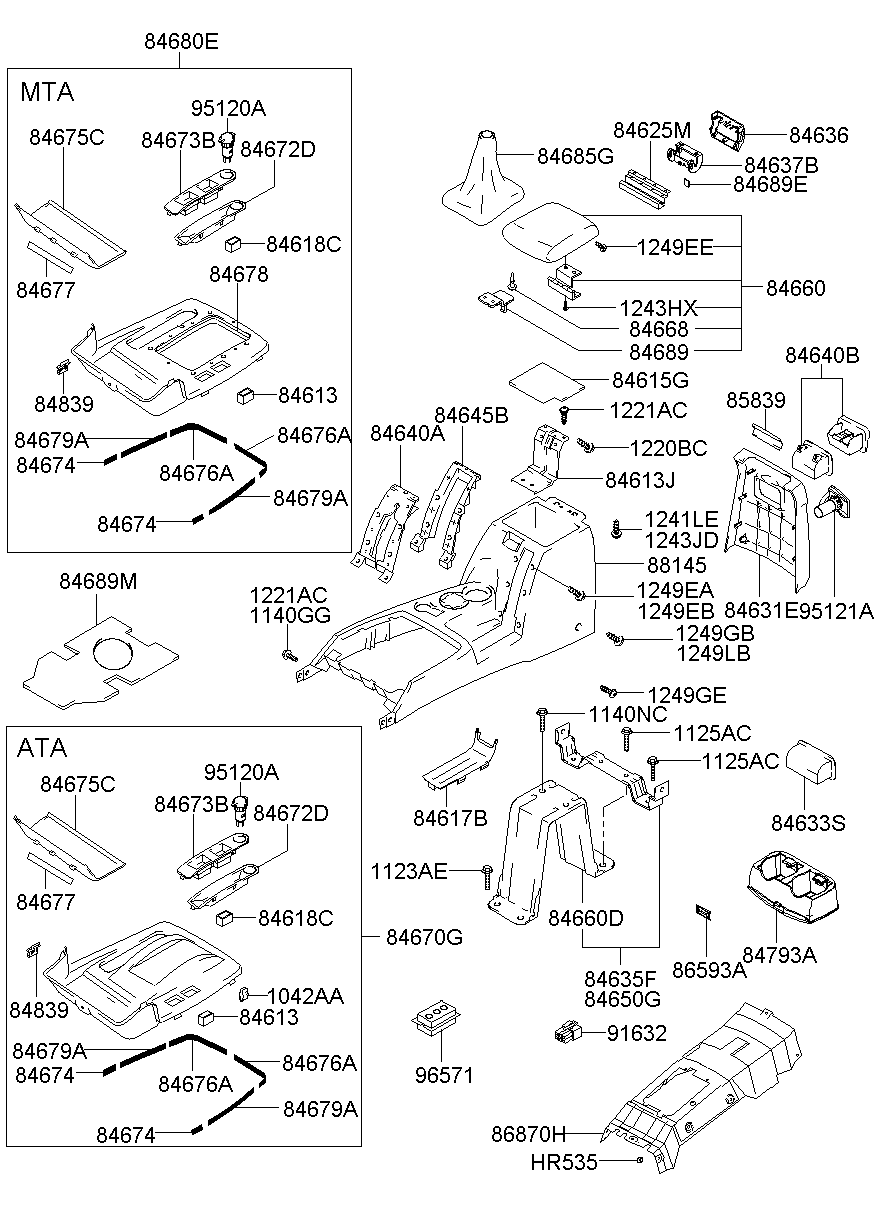 84610-H1600DD Console-Floor Hyundai | YoshiParts