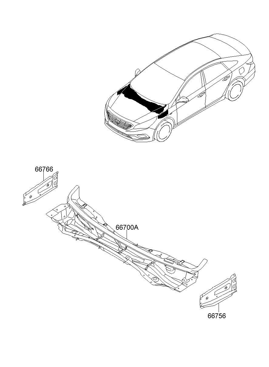 66766-C1000 Panel-Cowl Side Outer Upper,Rh Hyundai | YoshiParts