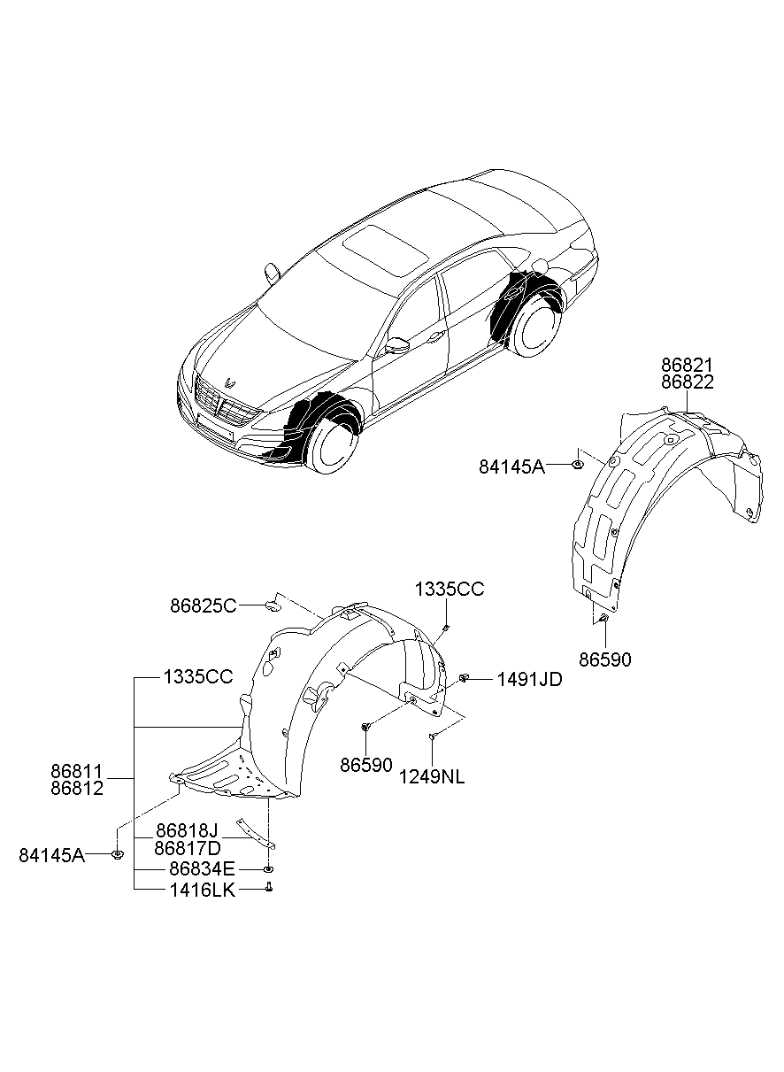 86811-3N010 Guard Assy-Front Wheel,Lh Hyundai | YoshiParts